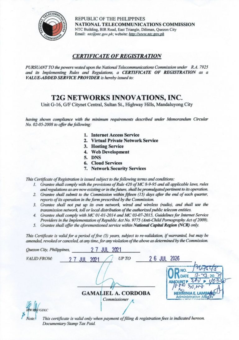 NTC Grants T2G Network Innovations License to Operate as a VAS Provider ...
